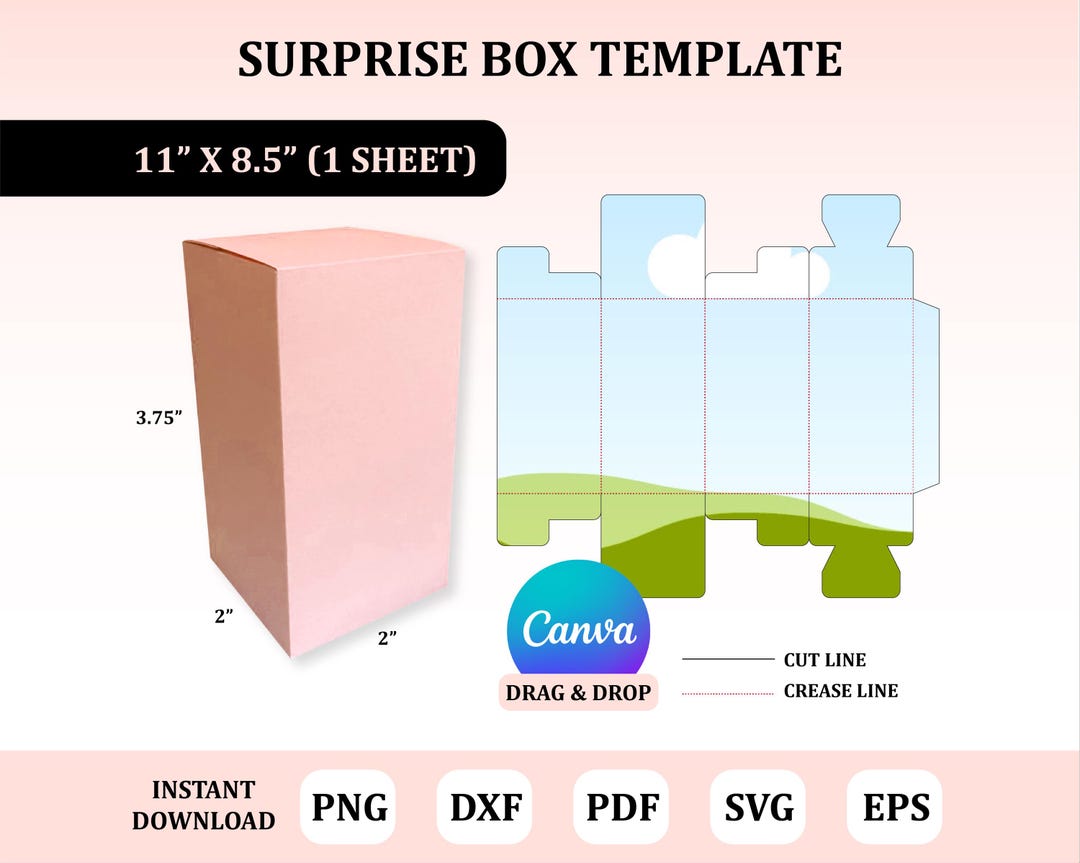 Surprise Box Template, Surprise Box Svg, Toy Box Template, Random Toy ...