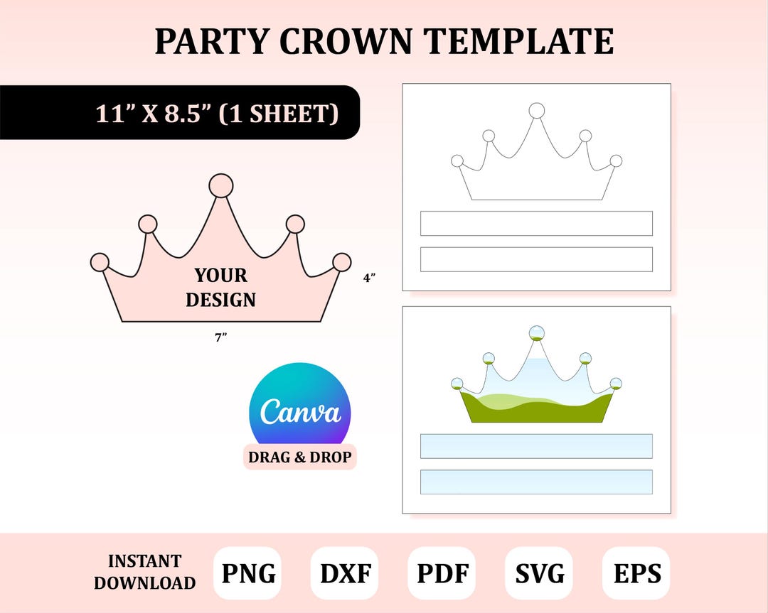 Party Crown Template, Crown Template, King Crown Template, Crown for ...