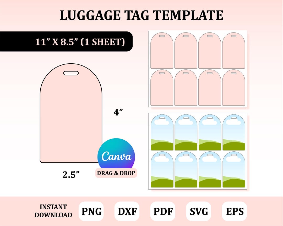 Luggage Tag Template, Luggage Tag Svg, Luggage Golf Tag, Custom Luggage ...