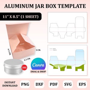 Aluminum Jar Box Template, Aluminum Jar Box Svg, Box Packaging, Square ...
