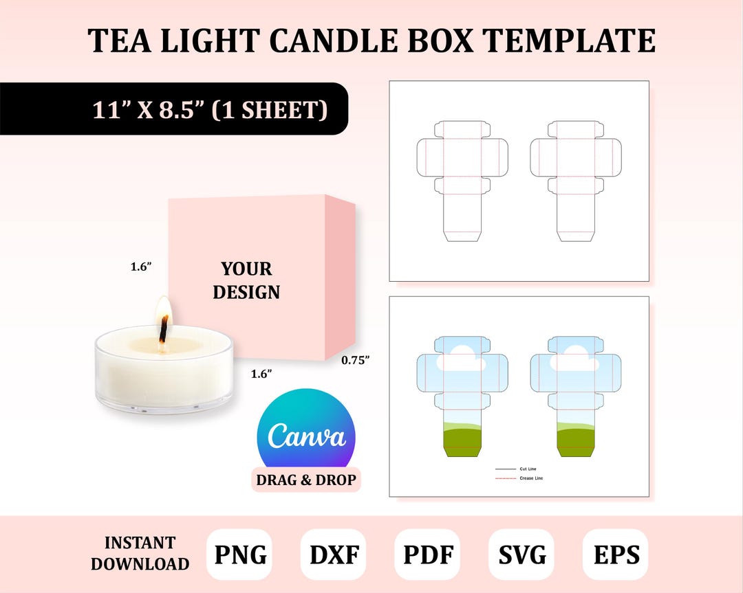Tea Light Candle Box Template, Candle Box Svg, Candle Packaging, Box ...