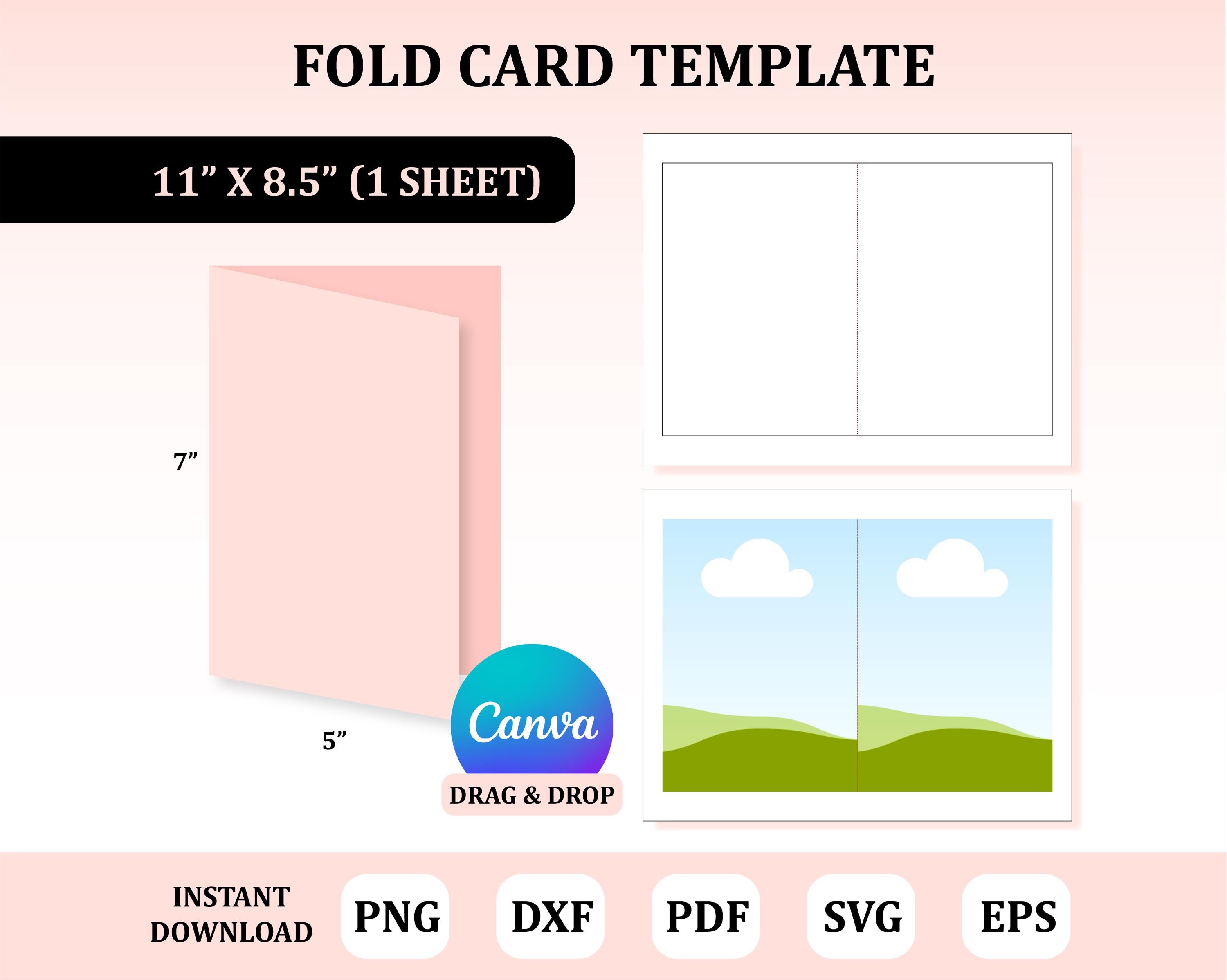 5x7 Fold Card Template, Fold Card Template, Greeting Card Template ...