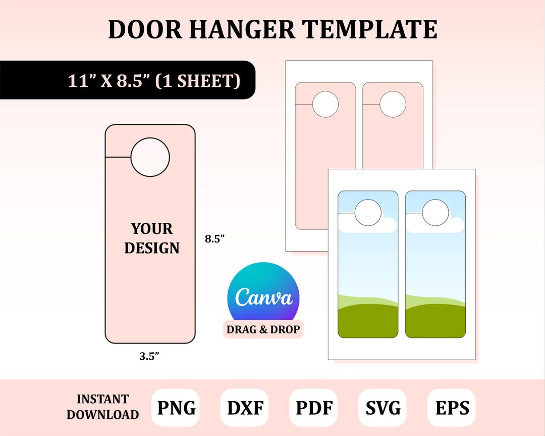 Door Hanger Tag Template, Door Hang Tag Template, Door Sign, Door Tag ...