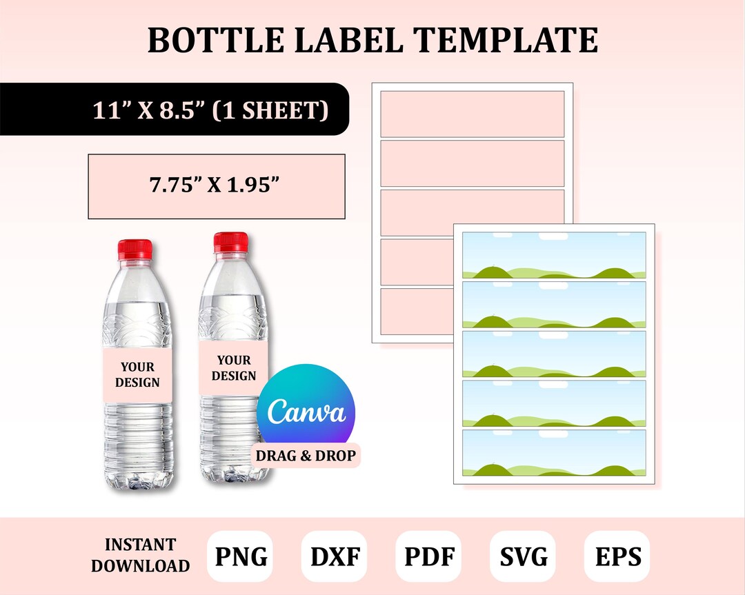 Bottle Label Template, Water Bottle Label, Label for Bottle, Label ...