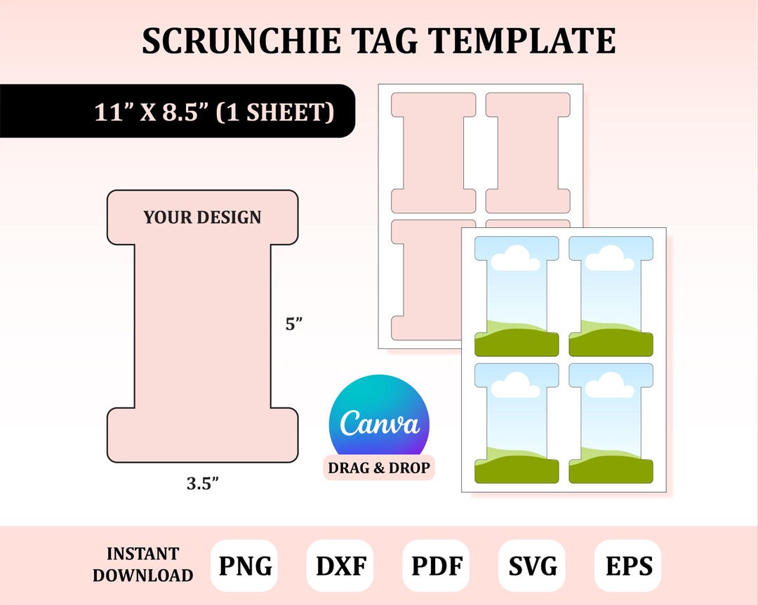 Scrunchie Tag Template, Scrunchie Tag Svg, Scrunchie Label Template ...