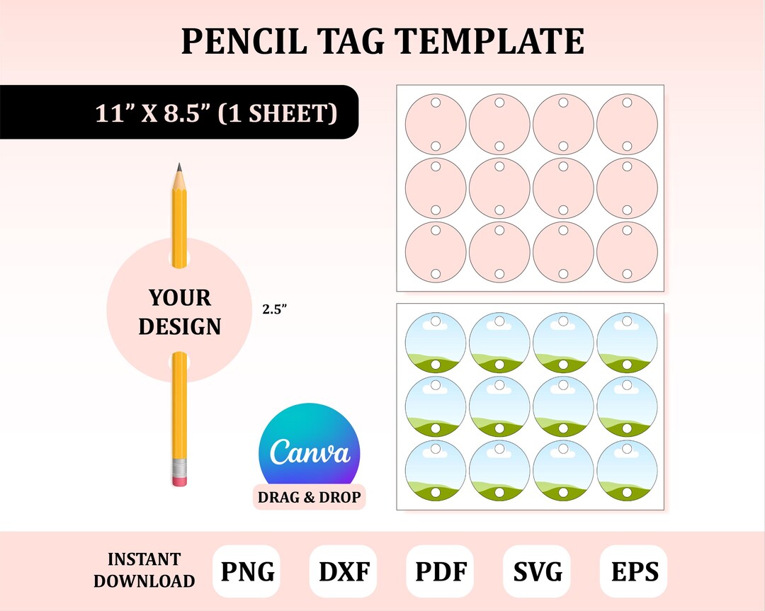 Pencil Tag Template, Pencil Display Card Template, Pencil Holder Card ...