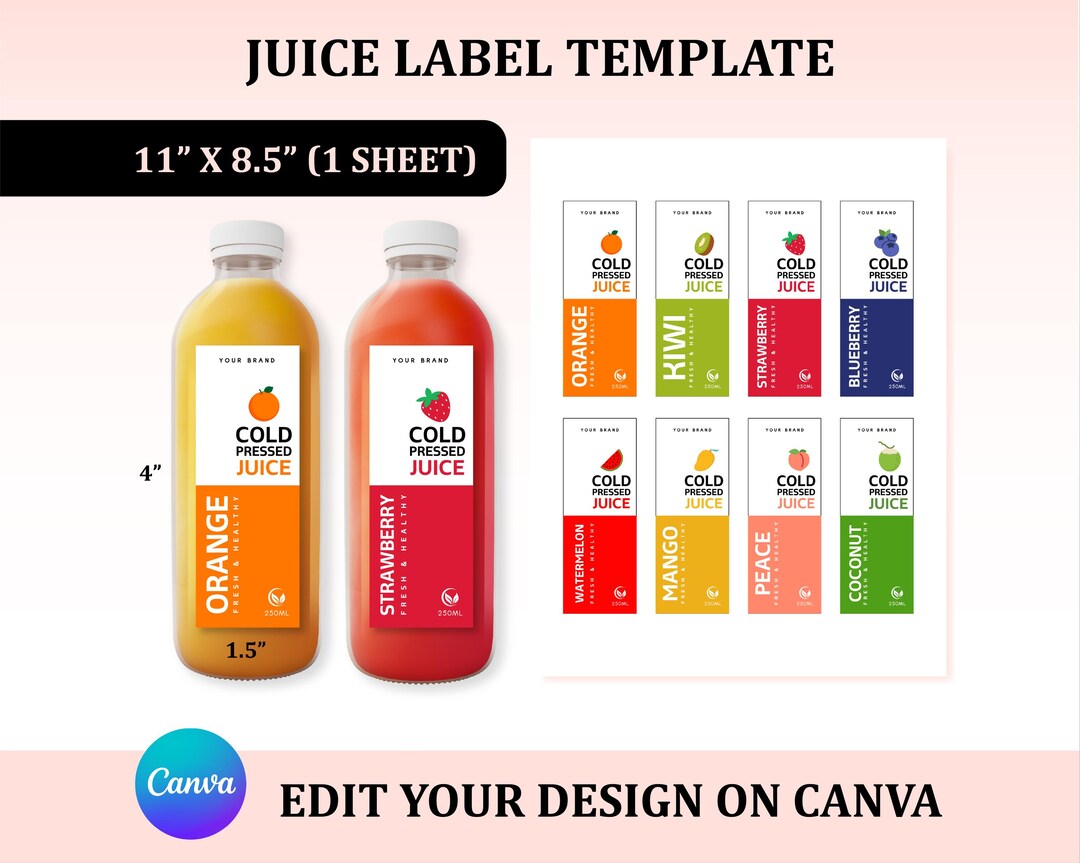 Juice Label, Juice Label Template, Juice Label Design, Juice Label ...