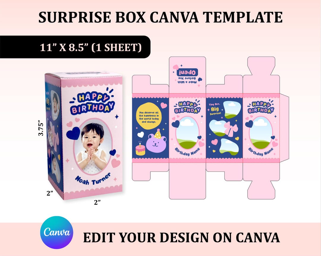 Surprise Gift Box Template: Customizable Canva Design (digital Download ...