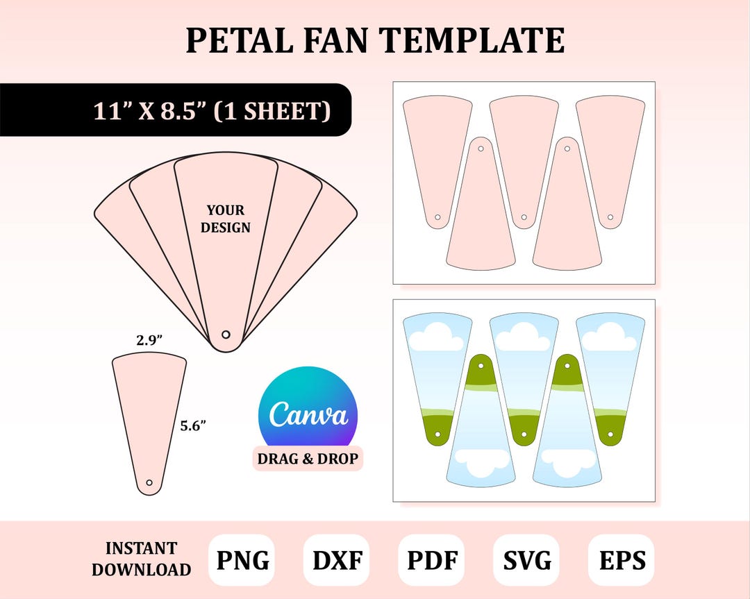 Petal Fan Template, Fan Template, Wedding Fan Template, Church Fan ...