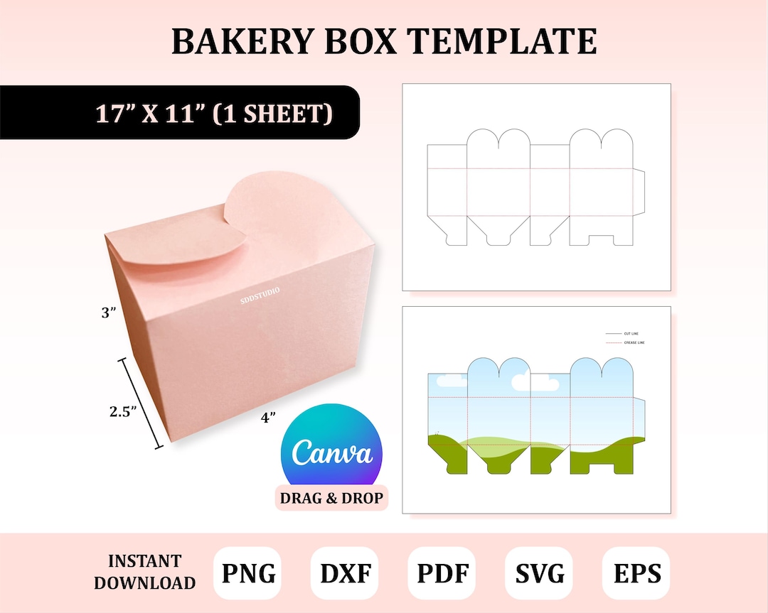 Bakery Box Template, Cookies Bakery Box Template, Box Template, Box ...