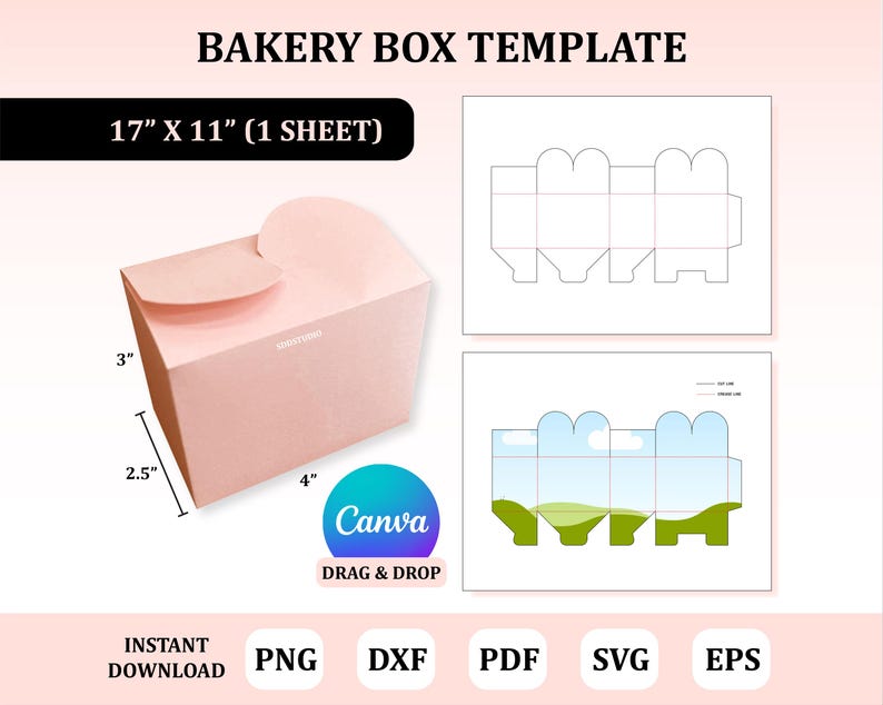 Bakery Box Template, Cookies Bakery Box Template, Box Template, Box ...