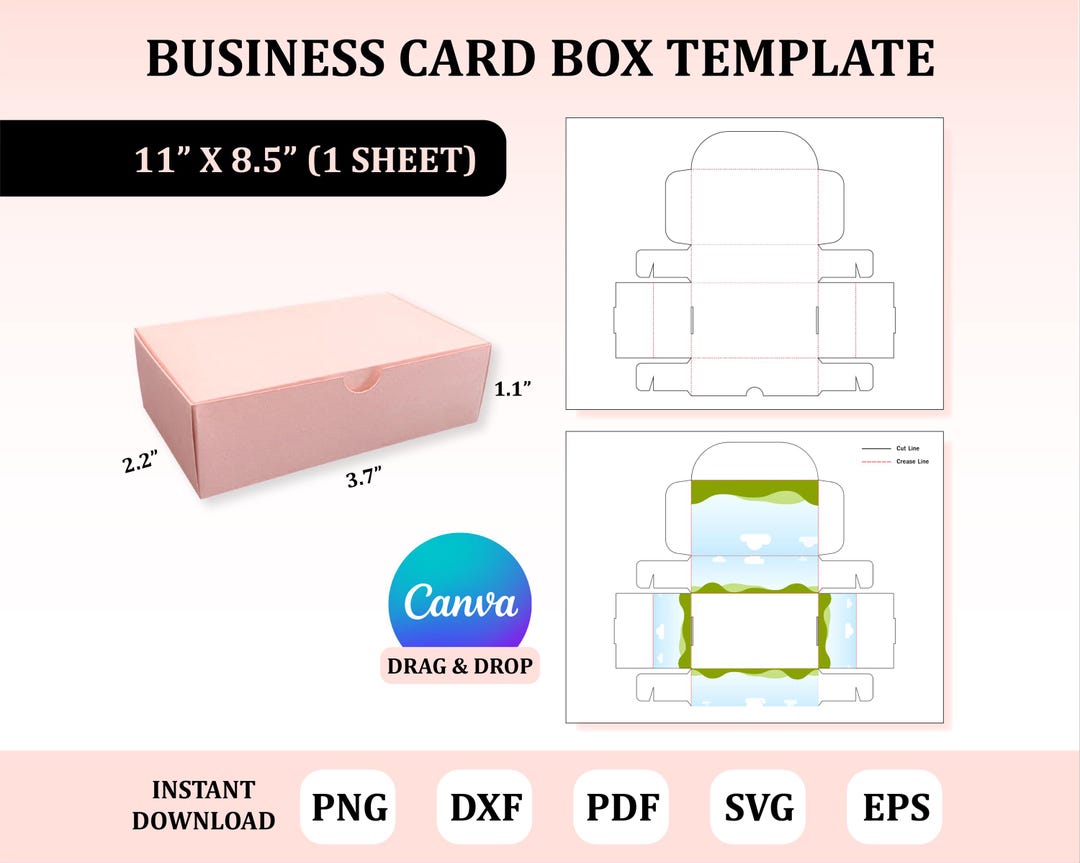 Business Card Box Template, Business Card Box Svg, Box for Business ...