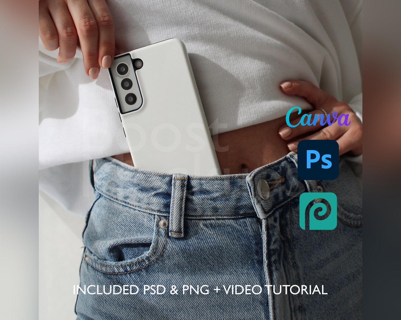 Samsung Tough Phone Case Mockup PSD PNG Canva Photoshop Photopea Files ...