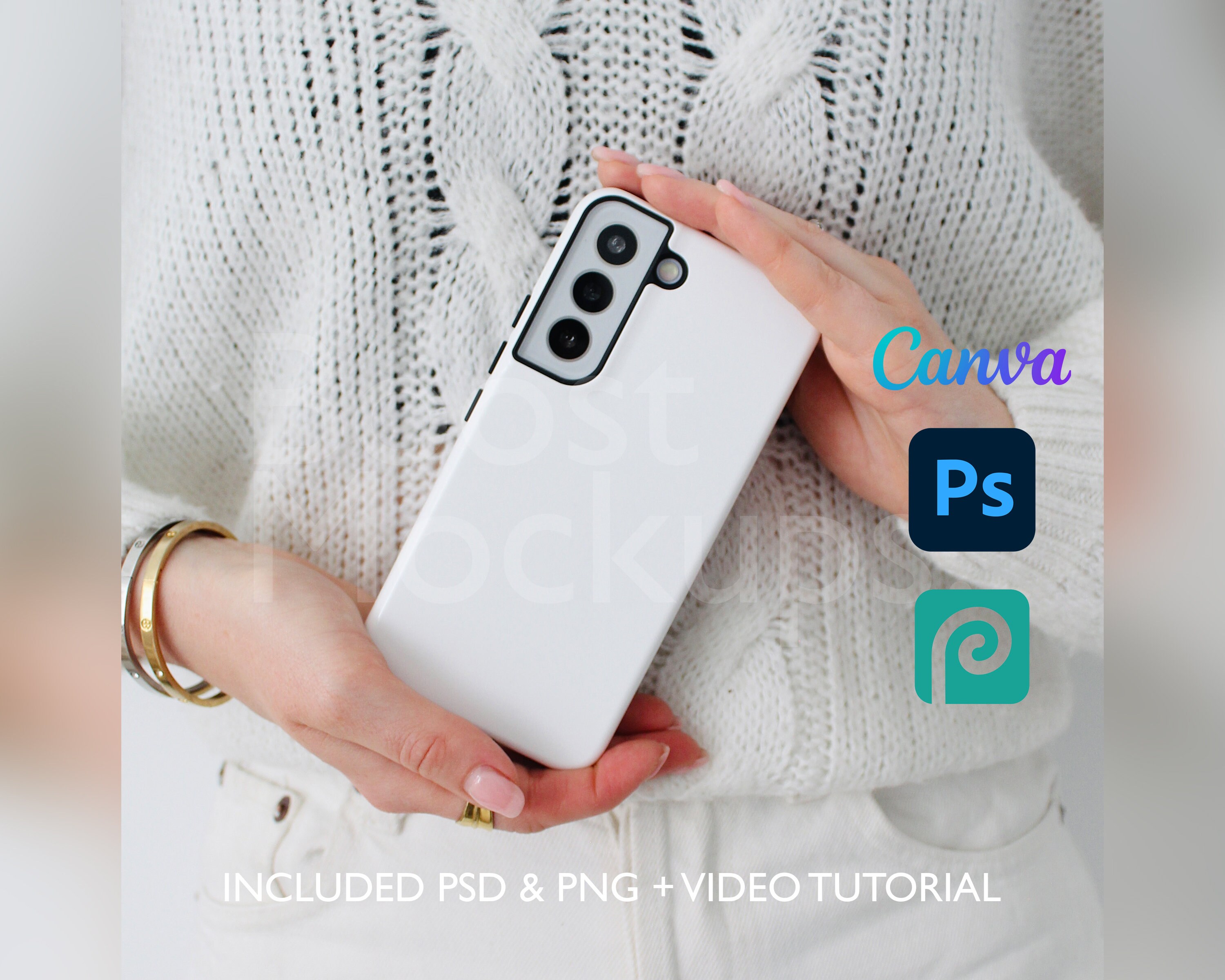 Samsung Tough Phone Case Mockup PSD PNG Canva Photoshop Photopea Files ...