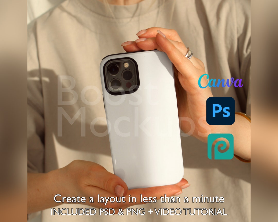 IPhone Tough Phone Case Mockup PSD PNG Canva Photoshop Photopea Files ...