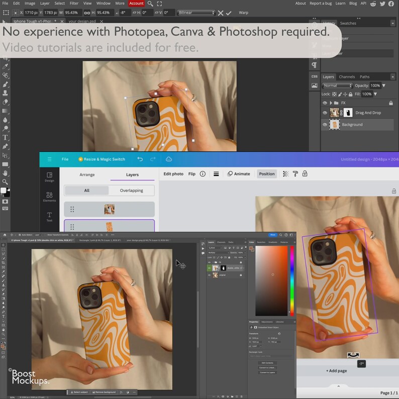 Maqueta de funda para iPhone (PSD, PNG, Canva, Photoshop, Photopea ...