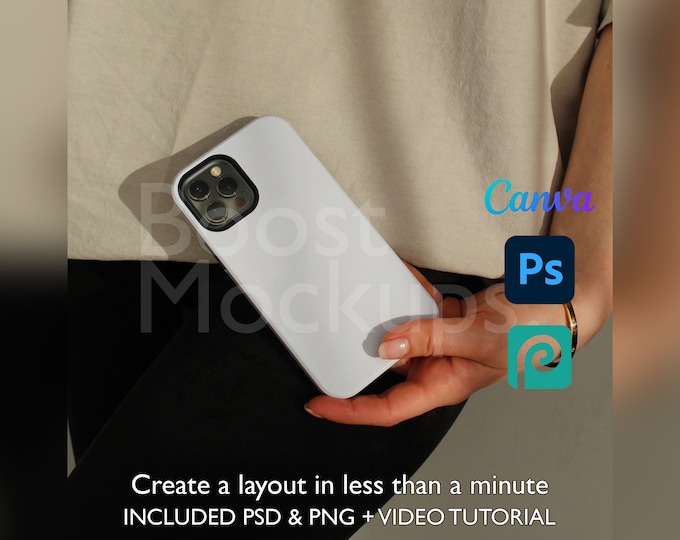 IPhone Tough Phone Case Mockup PSD PNG Canva Photoshop Photopea Files ...