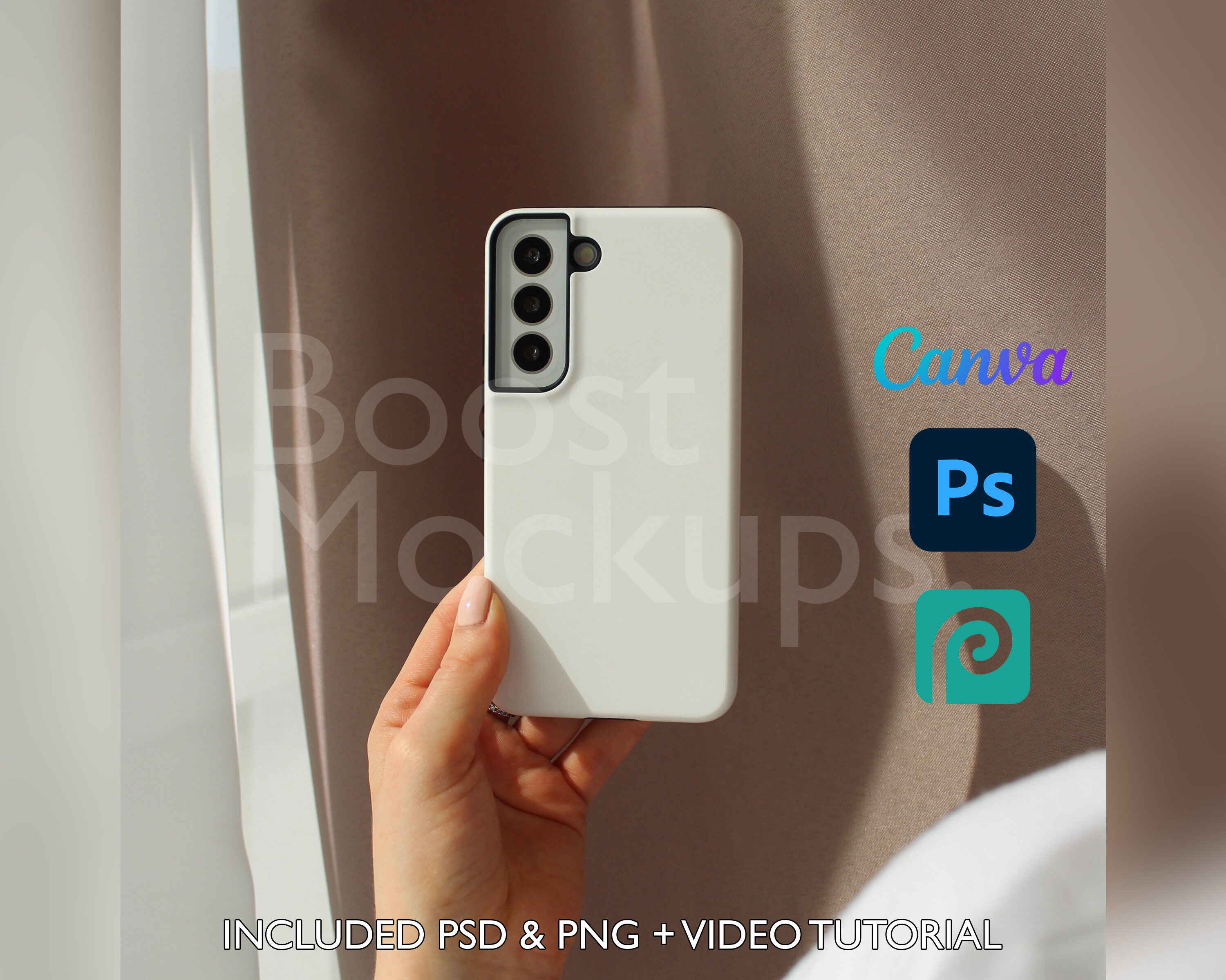 Samsung Tough Phone Case Mockup PSD PNG Canva Photoshop Photopea Files ...