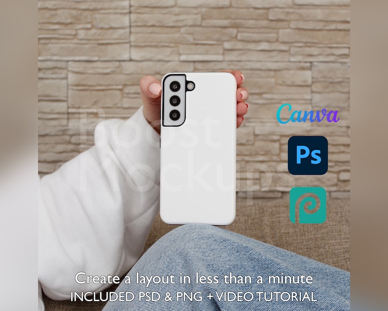 Samsung Tough Phone Case Mockup PSD PNG Canva Photoshop Photopea Files ...