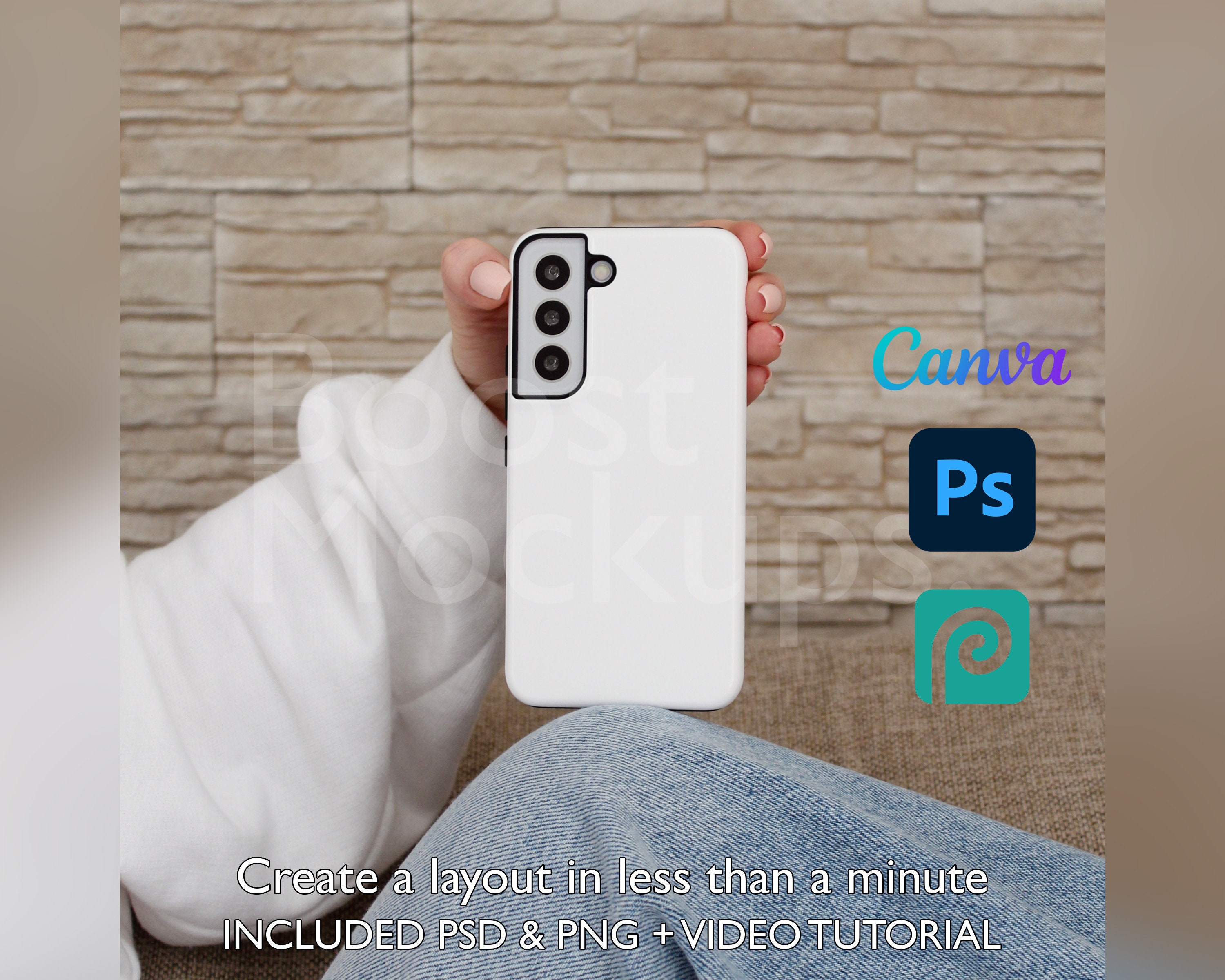 Samsung Tough Phone Case Mockup PSD PNG Canva Photoshop Photopea Files ...