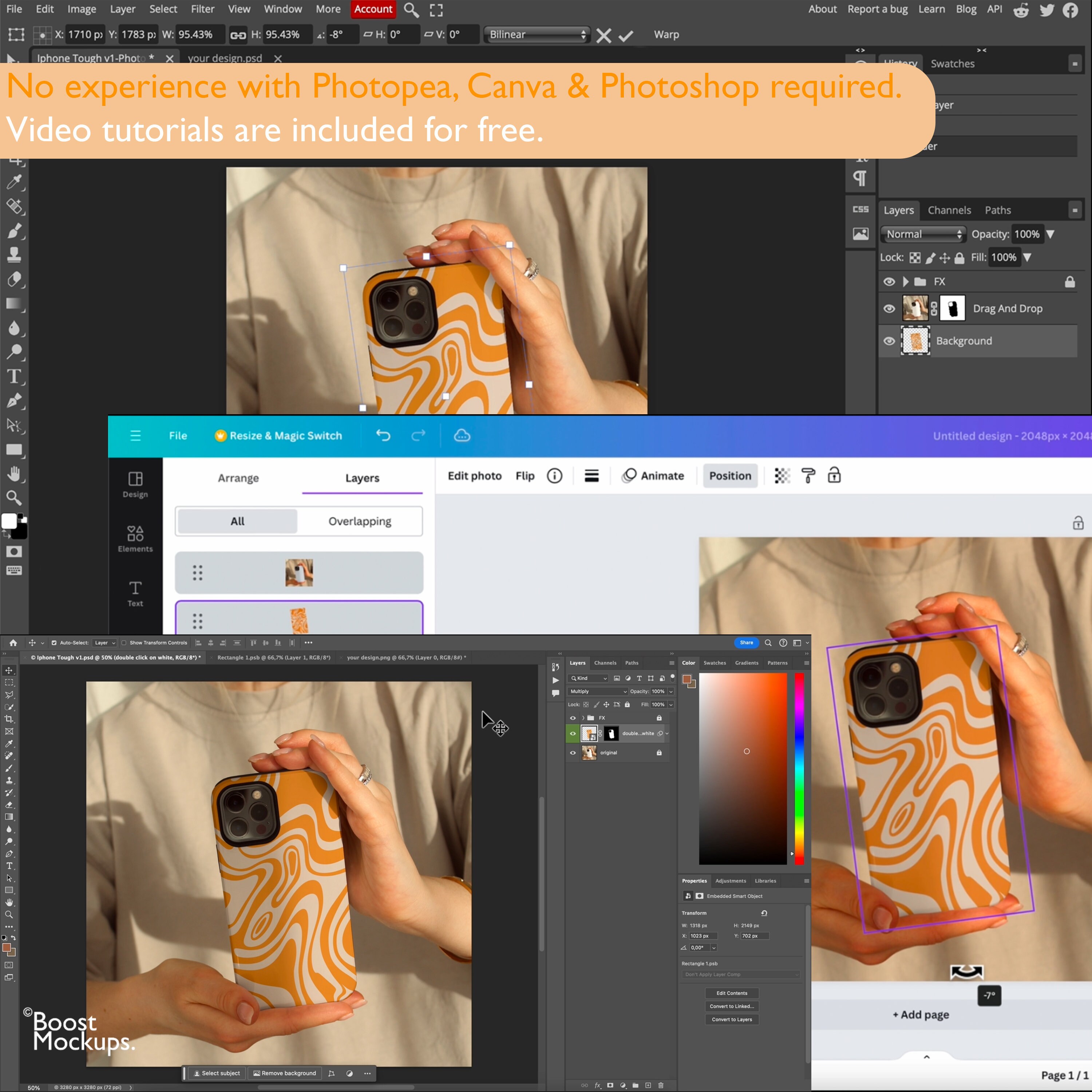 IPhone Snap Phone Case Mockup PSD PNG Canva Photoshop Photopea Files ...