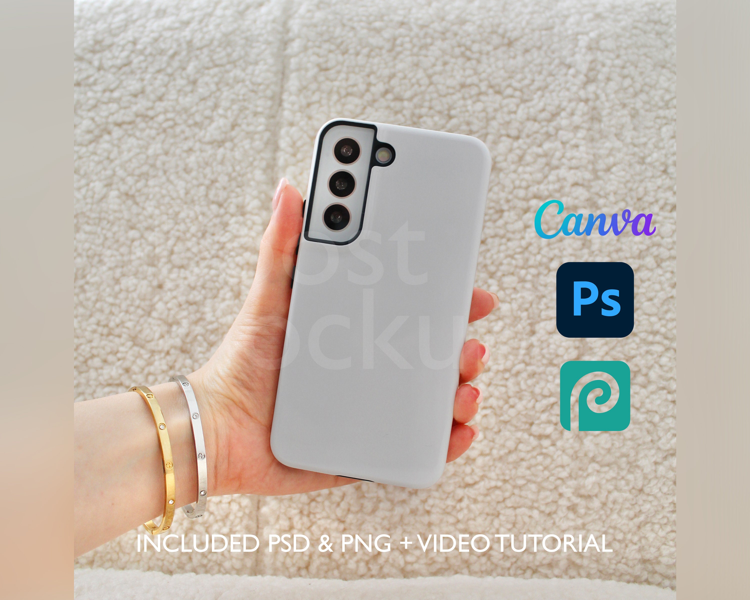 Samsung Tough Phone Case Mockup PSD PNG Canva Photoshop Photopea Files ...