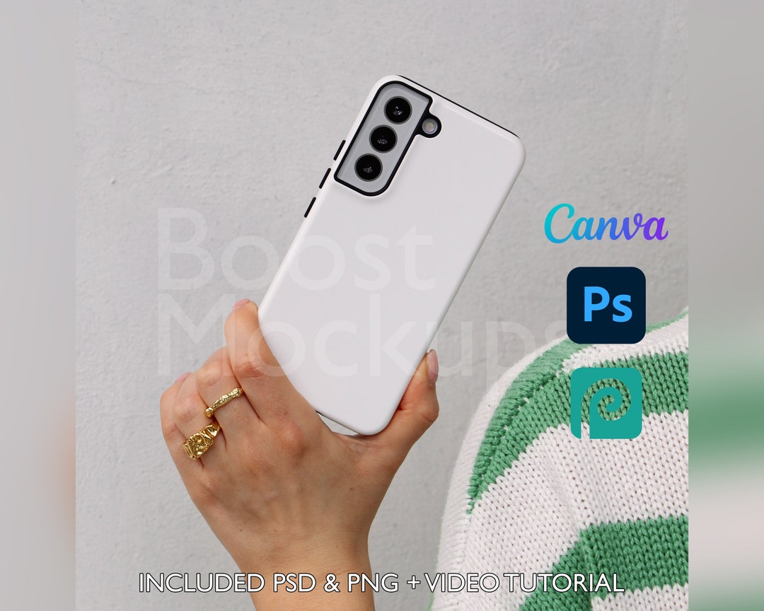 Samsung Tough Phone Case Mockup PSD PNG Canva Photoshop Photopea Files ...