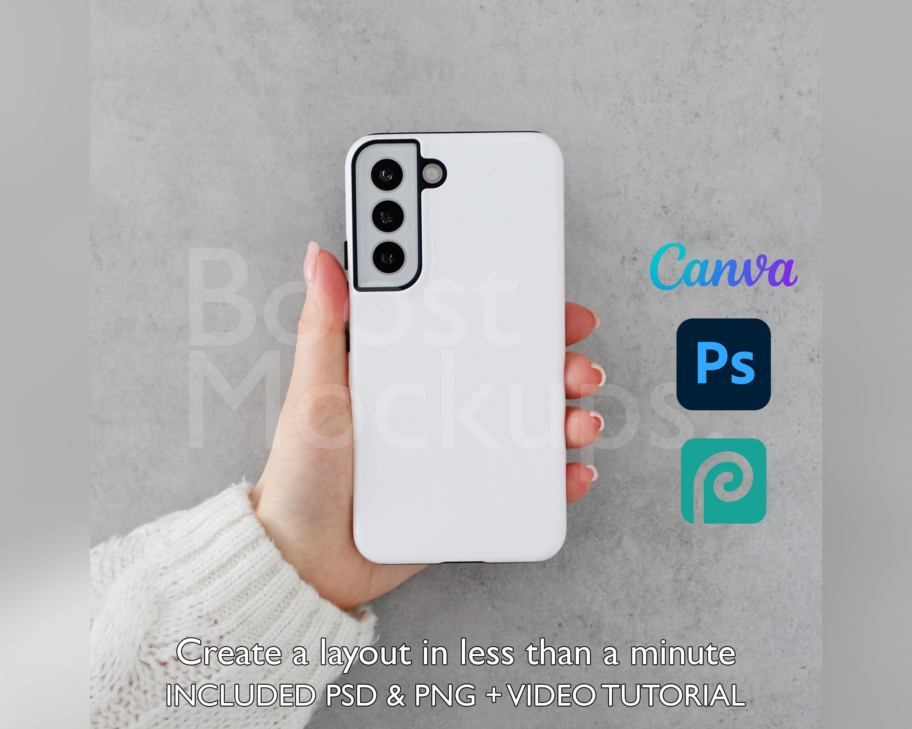 Samsung Tough Phone Case Mockup PSD PNG Canva Photoshop Photopea Files ...