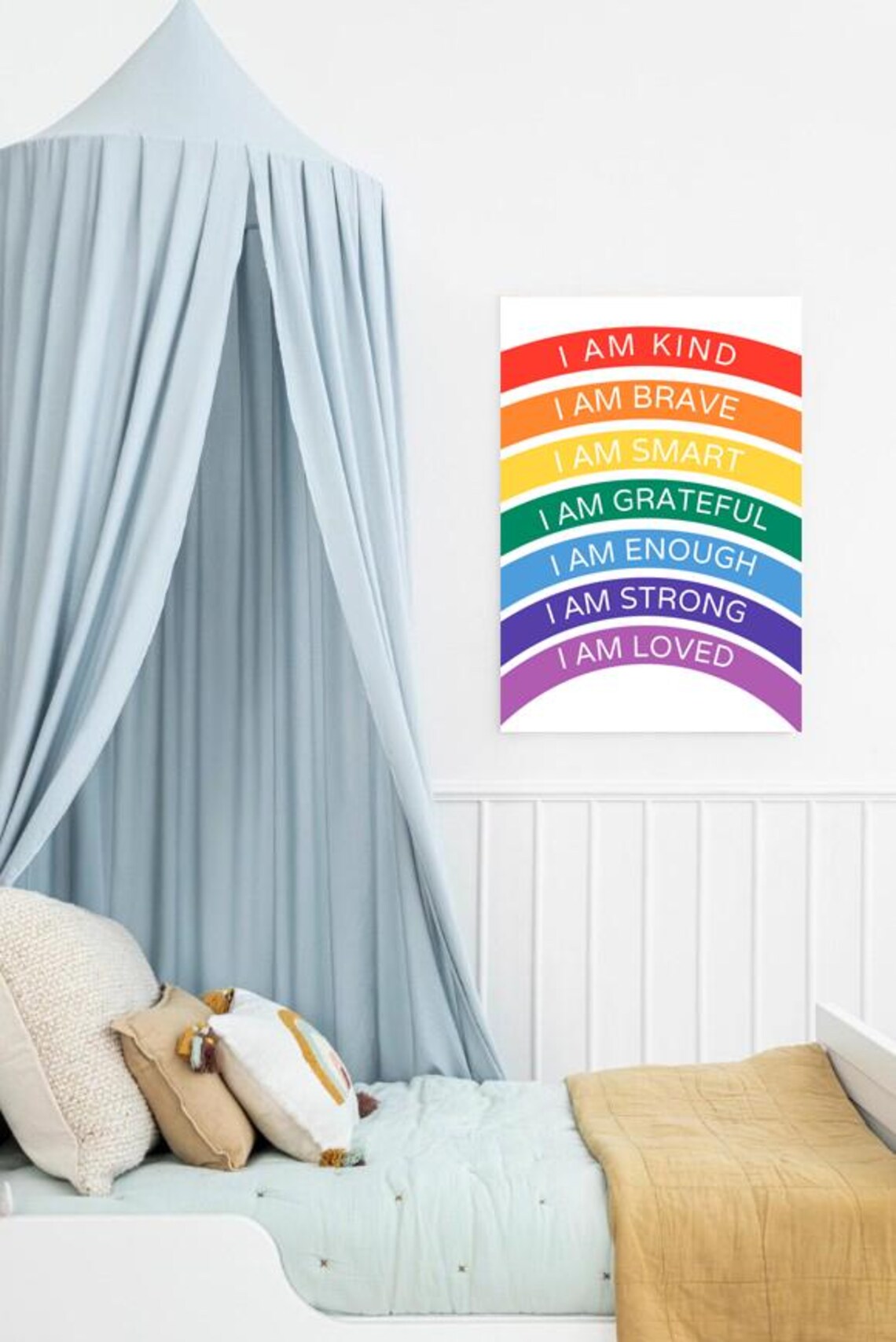 Rainbow Affirmations Wall Art, Affirmations for Kids, I Am Kind Loved ...