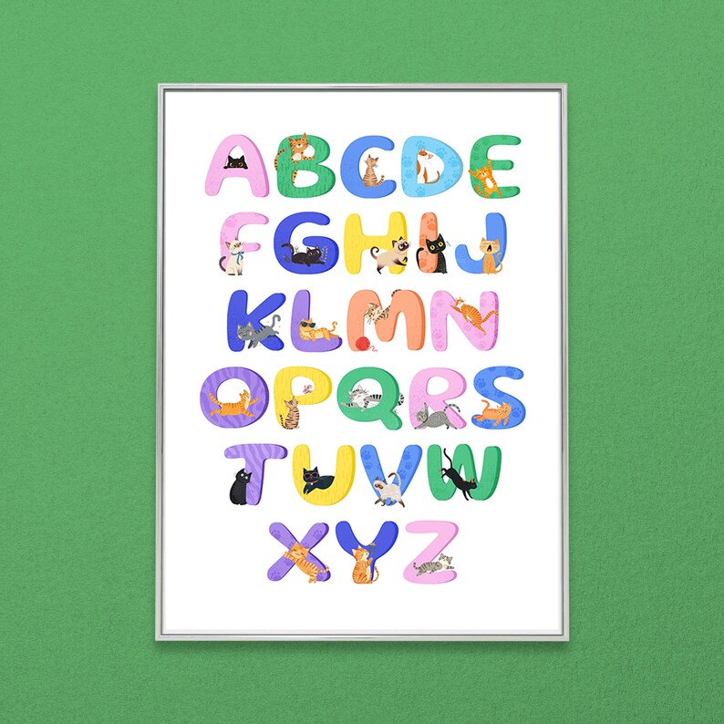 Cats ABC Poster: Kitty Nursery Alphabet Art Print (digital Download - Etsy