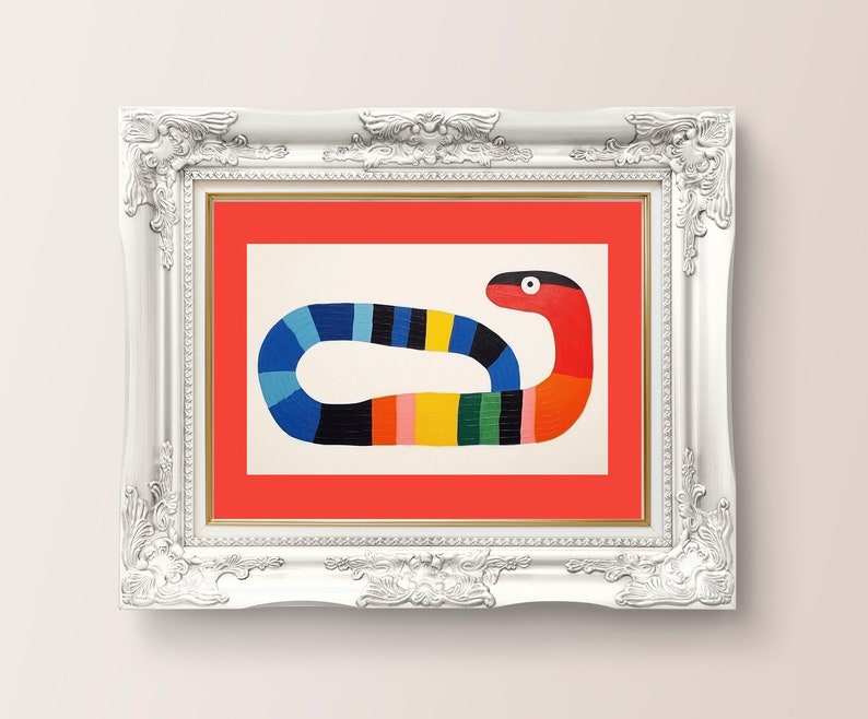 Snake, Colorful Snake Art Print, Abstract Snake Art Print, Eclectic ...