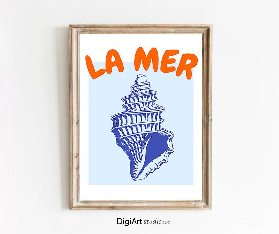 La Mer Beach Wall Art, Seashell Poster, Sea Print, Beach House Decor ...