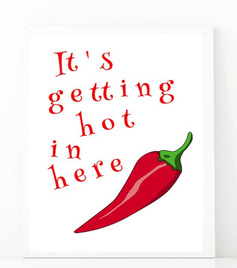 Chilli Pepper Wall Art, Red Chilli Poster, Trendy Kitchen Print, Retro ...