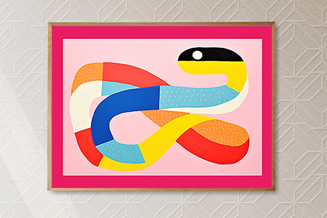 Snake Boho Print, Colorful Snake Art Print, Abstract Snake Art Print ...