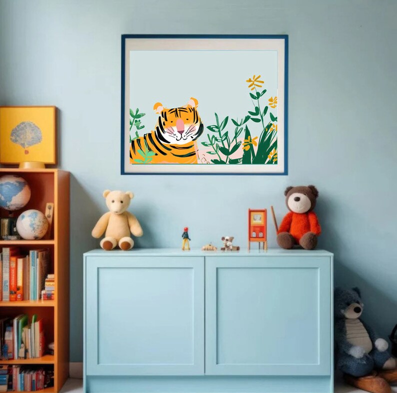 Cute Tiger Illustration, Wildlife, Nursery Wall Art, Animal Kids Poster ...