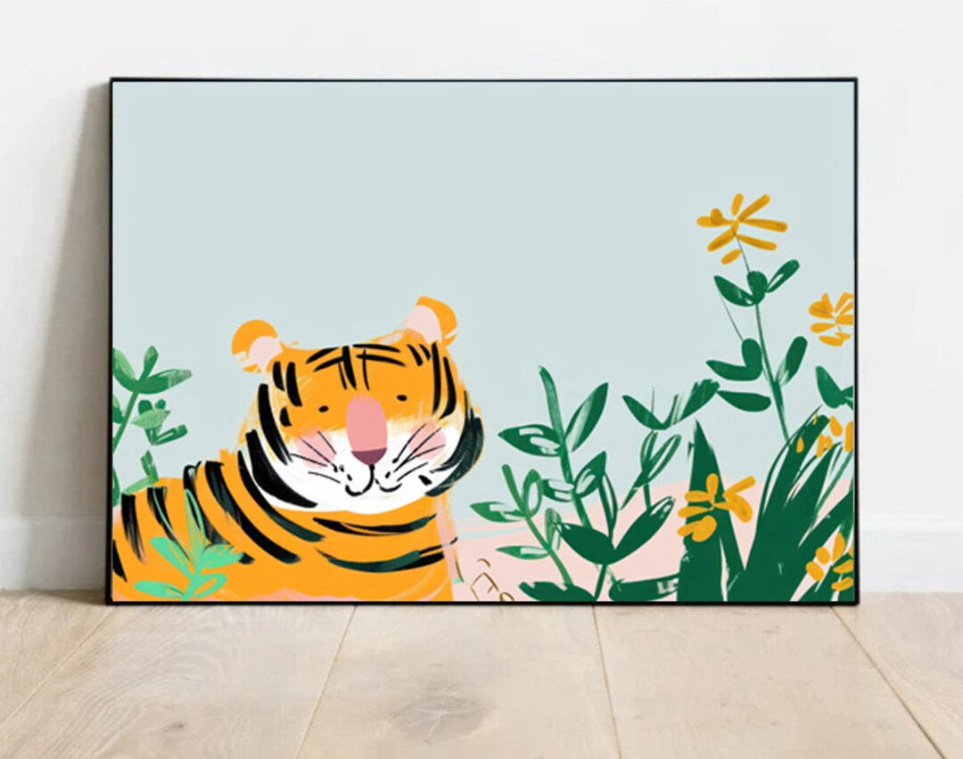 Cute Tiger Illustration, Wildlife, Nursery Wall Art, Animal Kids Poster ...
