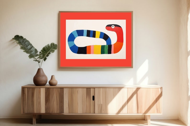 Snake, Colorful Snake Art Print, Abstract Snake Art Print, Eclectic ...