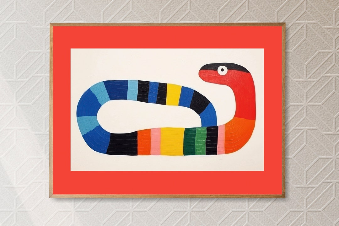 Snake, Colorful Snake Art Print, Abstract Snake Art Print, Eclectic ...