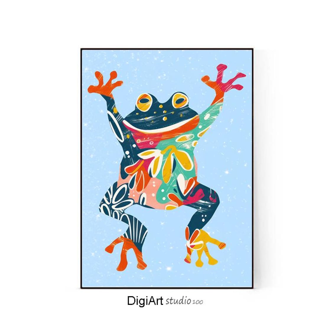Frog Illustration, Cute Frog Poster, Cute Animal Print, Frog Lover Gift ...