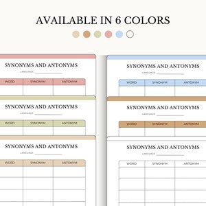 Synonyms and Antonyms List Printable | Language Learning Worksheet ...