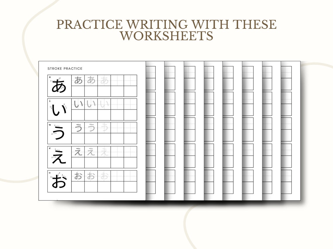 Learn Japanese Hiragana Writing Practice Printable PDF Practice Sheets ...