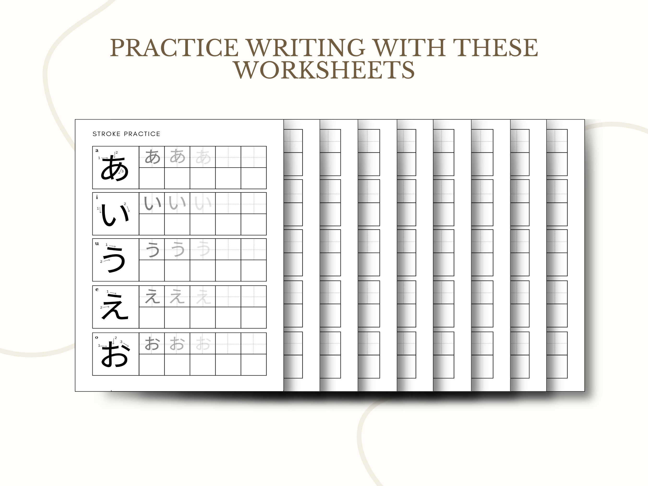 Learn Japanese Hiragana Writing Practice Printable PDF Practice Sheets ...