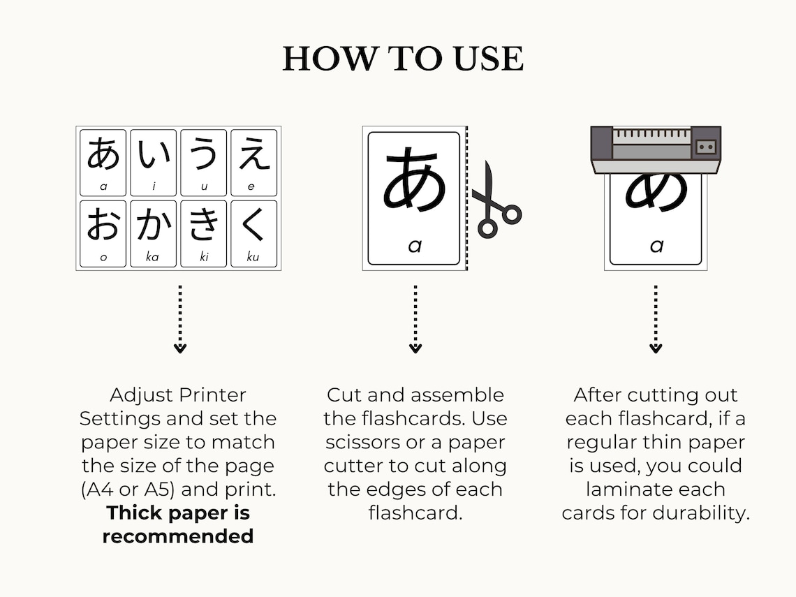 Hiragana Flashcard Japanese Alphabet Study Bilingual Resources Language ...