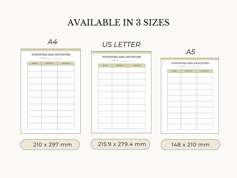 Synonyms and Antonyms List Printable Language Learning Worksheet ...