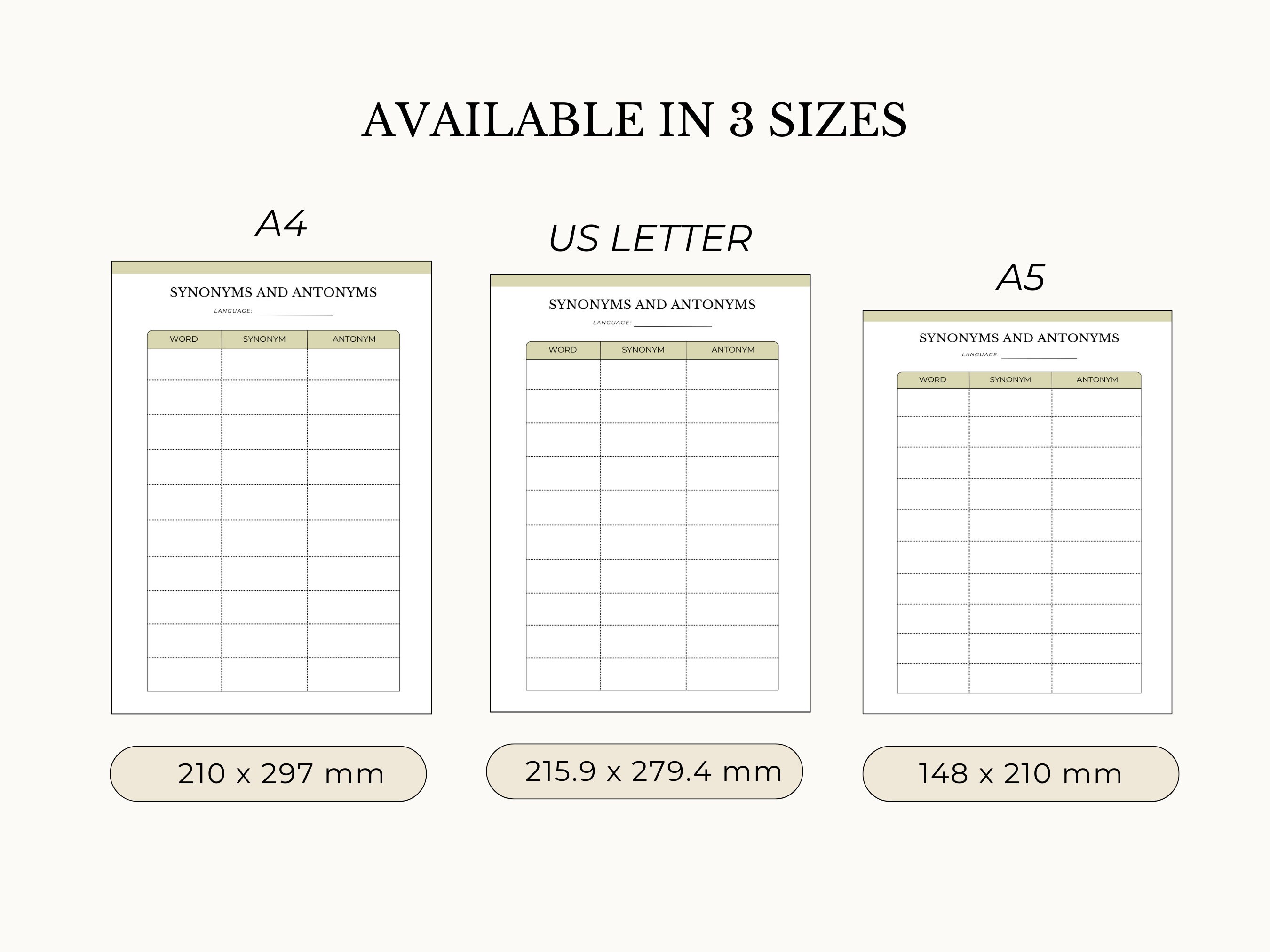 Synonyms and Antonyms List Printable Language Learning Worksheet ...