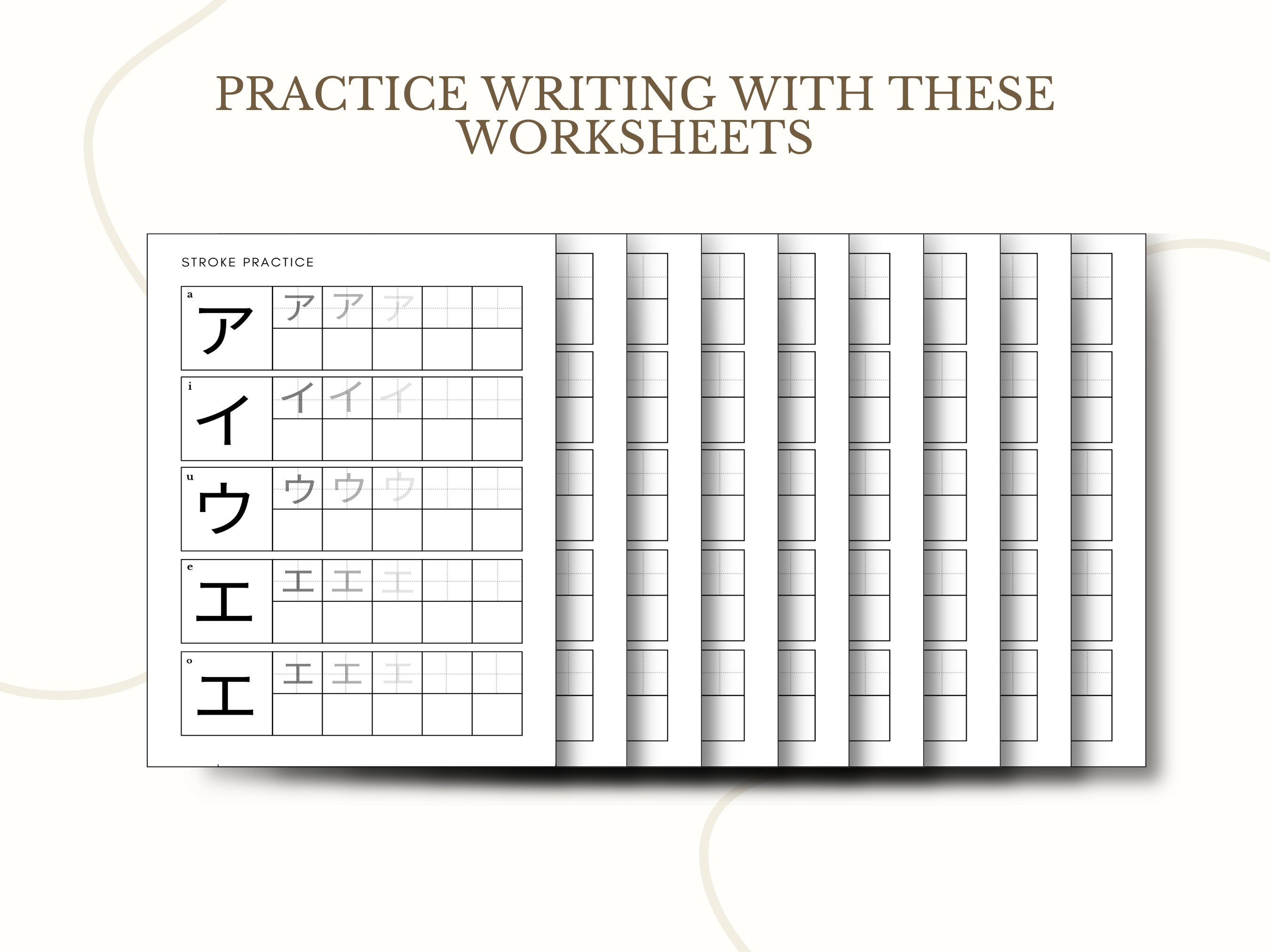 Learn Japanese Katakana Writing Practice Printable PDF Practice Sheets ...