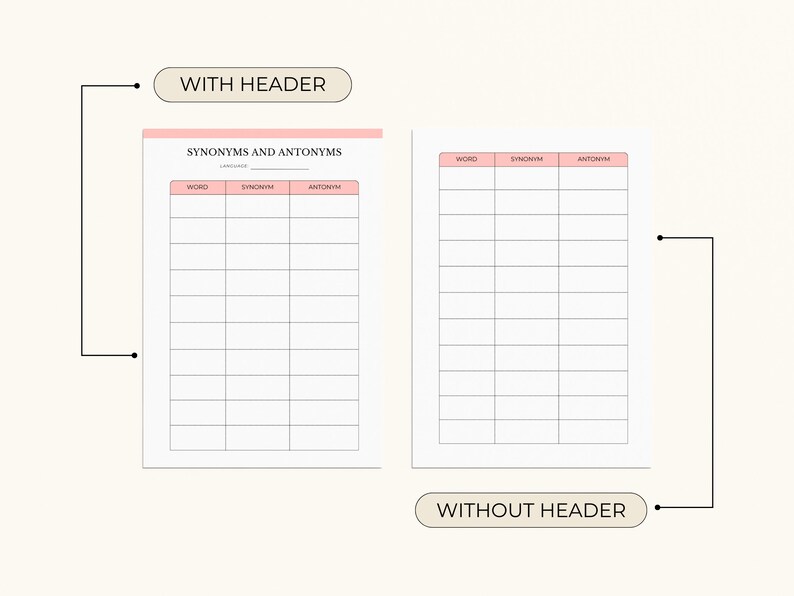 Synonyms and Antonyms List Printable Language Learning Worksheet ...
