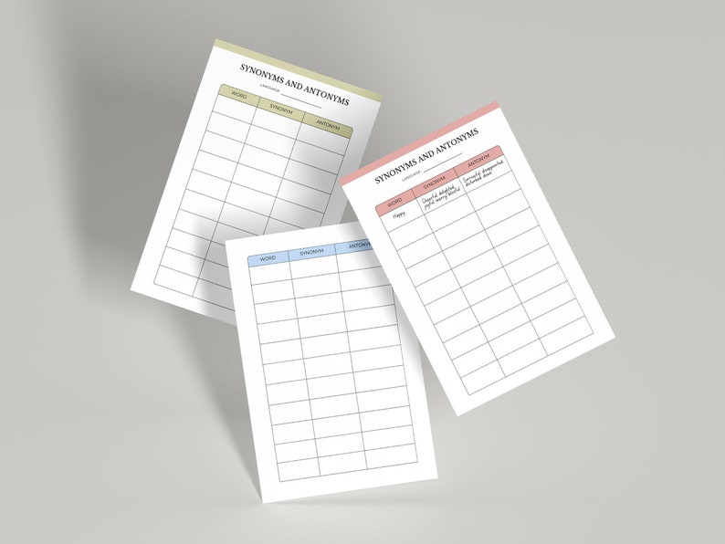 Synonyms and Antonyms List Printable | Language Learning Worksheet ...