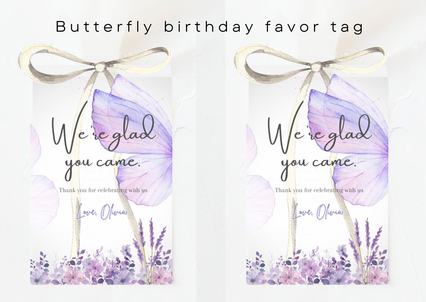 Editable Butterfly Favor Tags for Birthday, Baby Shower, Wedding Favor ...