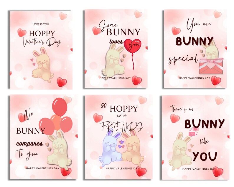 Printable Editable Bunny Valentine Cards, Classroom Valentines Cards ...